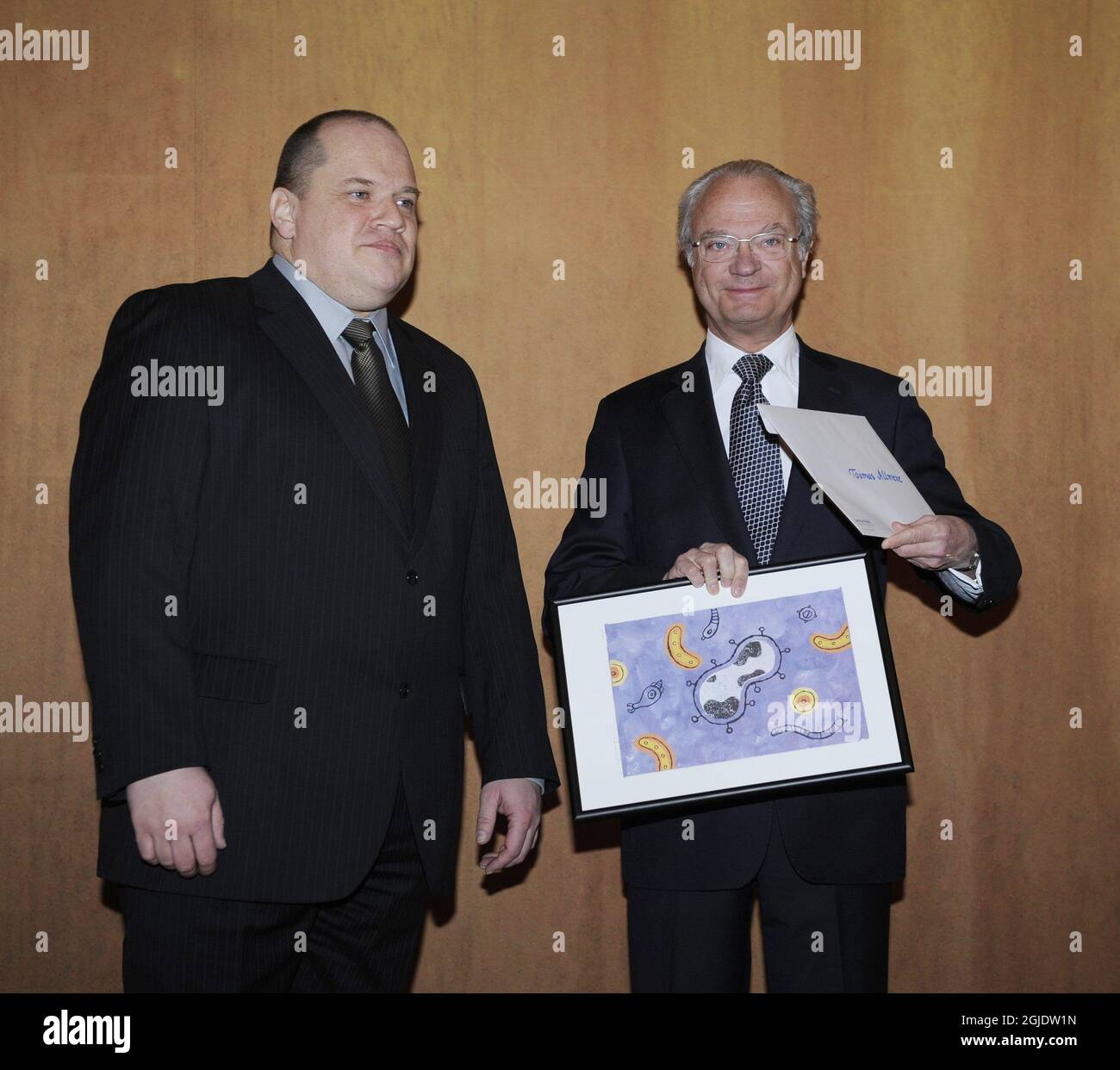 King Carl Gustaf awards Mr. Toomas Allmere during the Swedish Dairy ...