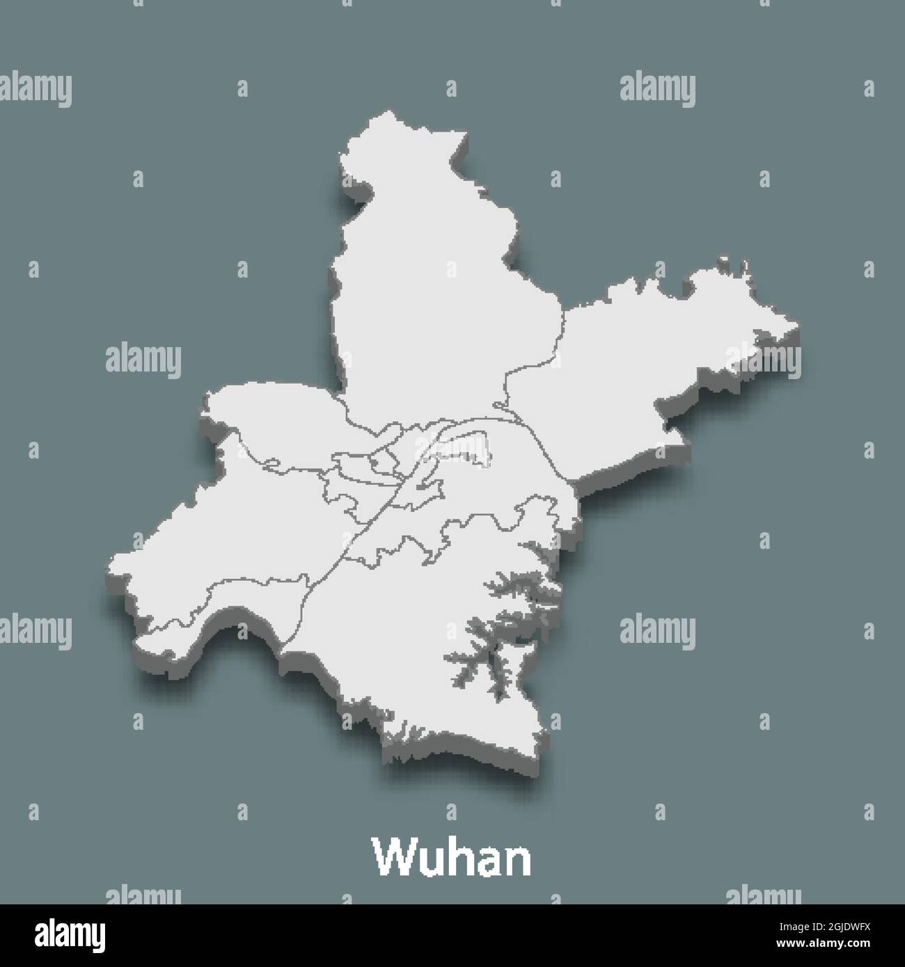 3d isometric map of Wuhan is a city of China, vector illustration Stock ...