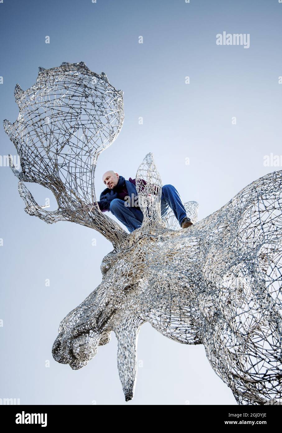 The Syrian-born artist Mohannad Soleman is putting the finishing ...