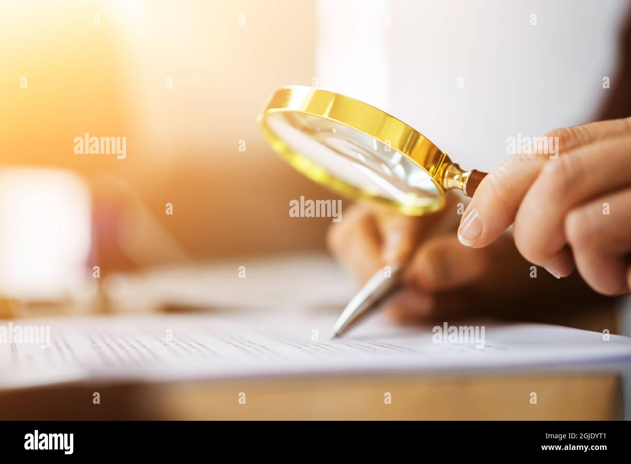 Lawyer Paper Investigation Using Magnifier Glass. Examine And Audit ...