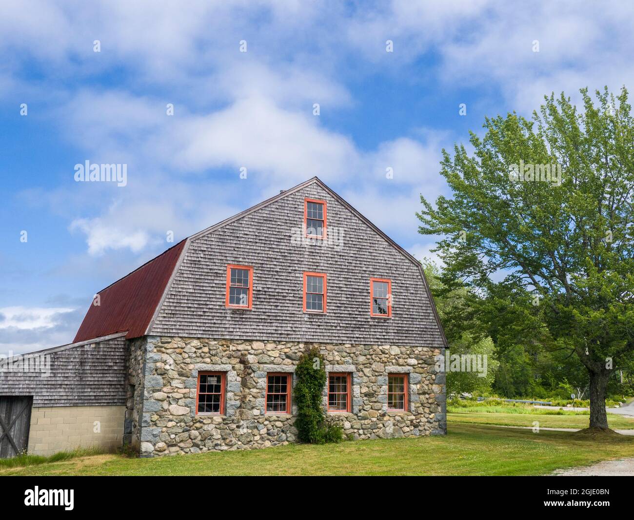 USA, Maine. Historic Stone Barn Farm (1820) in Bar Harbor Stock Photo ...