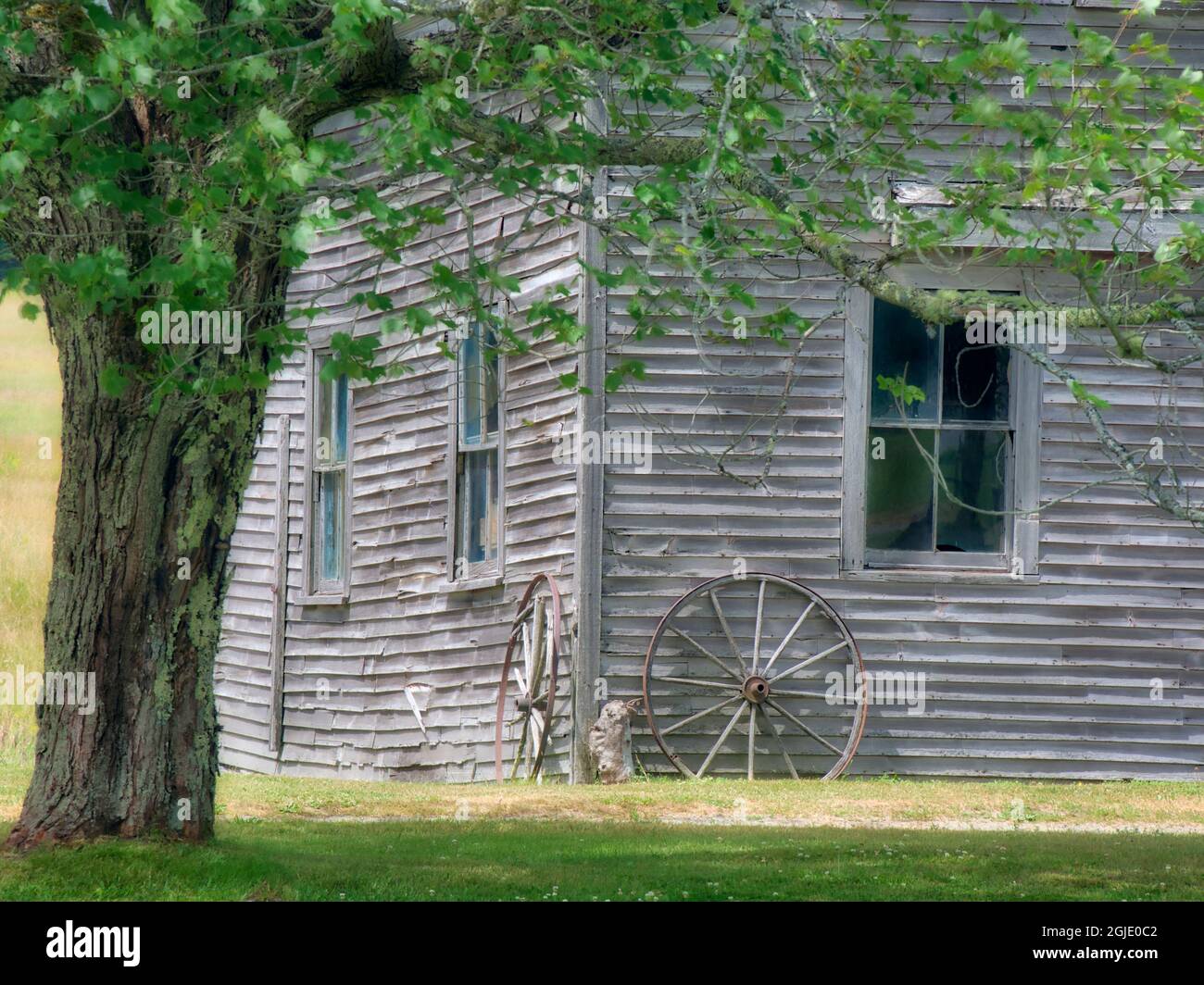 USA, Maine. Historic Stone Barn Farm (1820) in Bar Harbor Stock Photo ...