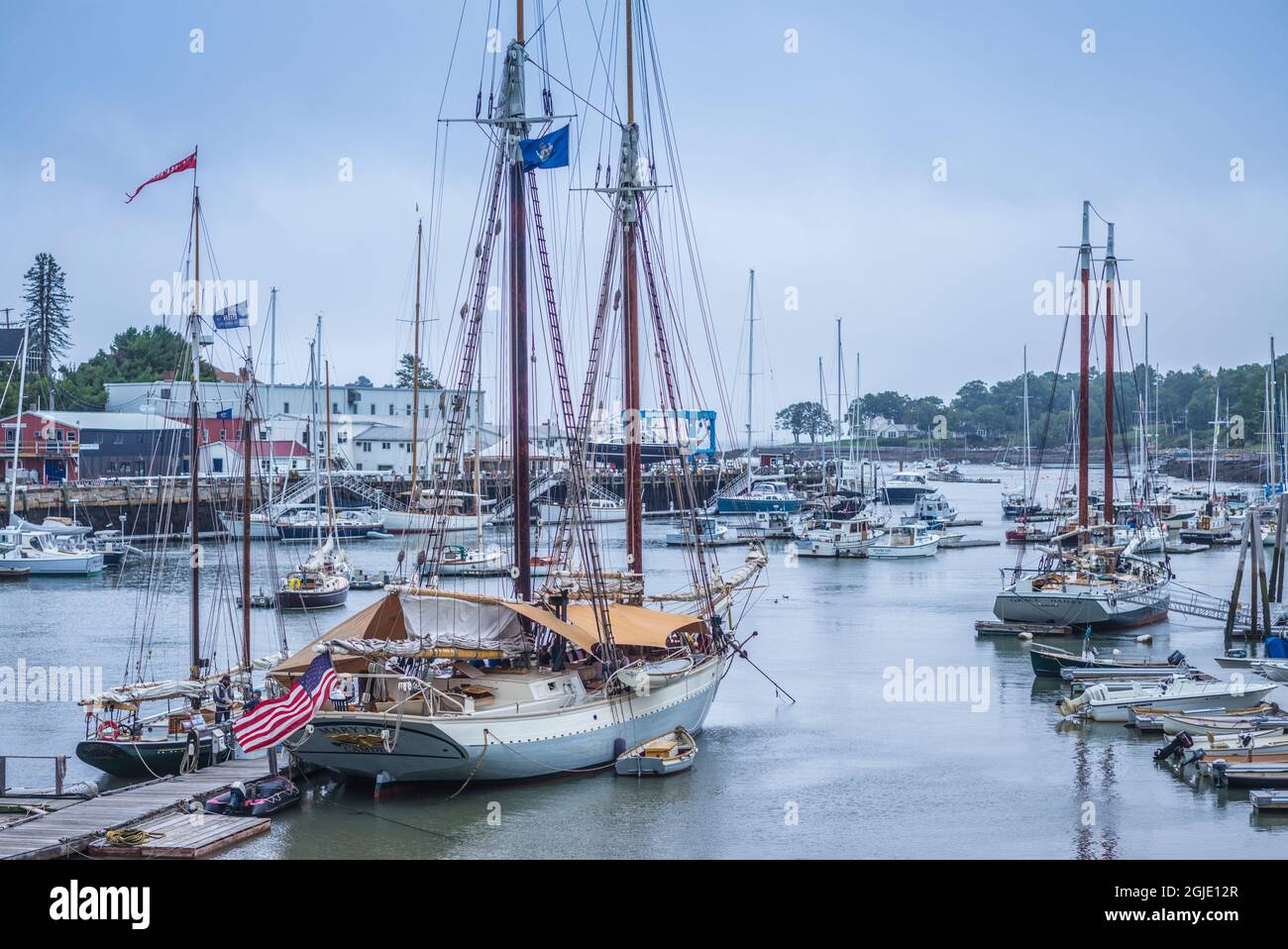 USA, Maine, Camden. Camden Harbor with schooners Stock Photo - Alamy