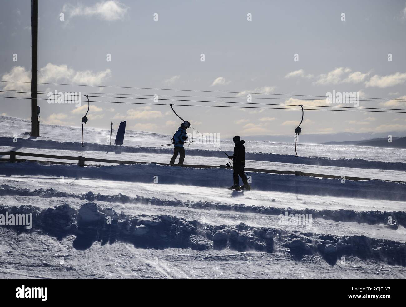 People skiing on their winter holidays in Idre, Sweden, on March 04 ...