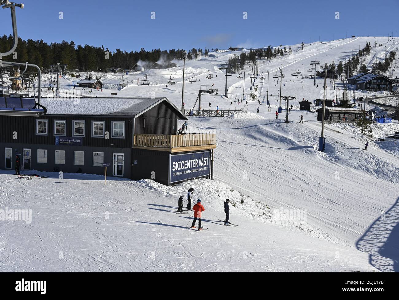 People skiing on their winter holidays in Idre, Sweden, on March 04 ...
