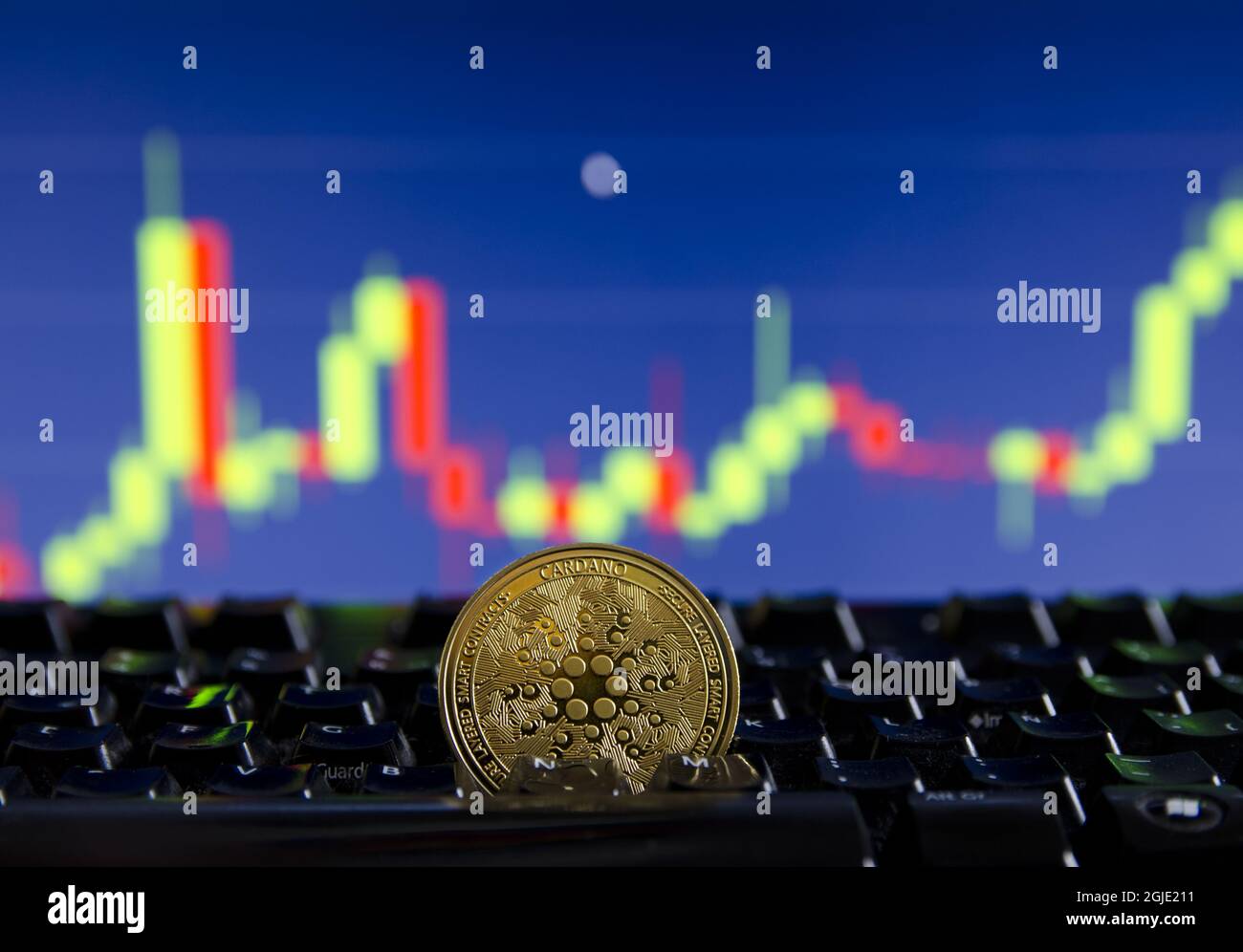 Bitcoin on keyboard graphs hi-res stock photography and images - Alamy