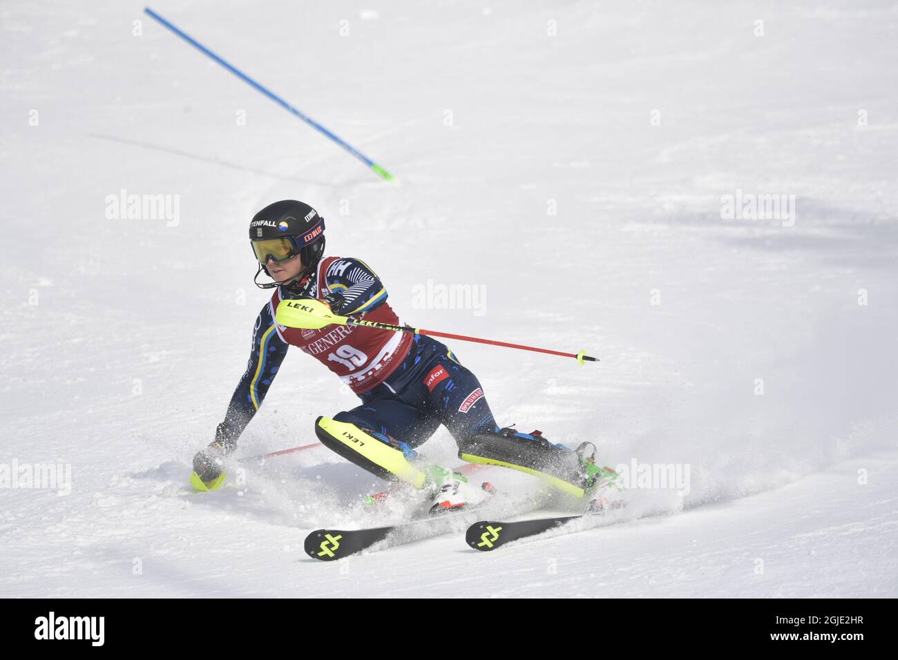 Emelie Wikstrom of Sweden competes in women's slalom race of the FIS ...