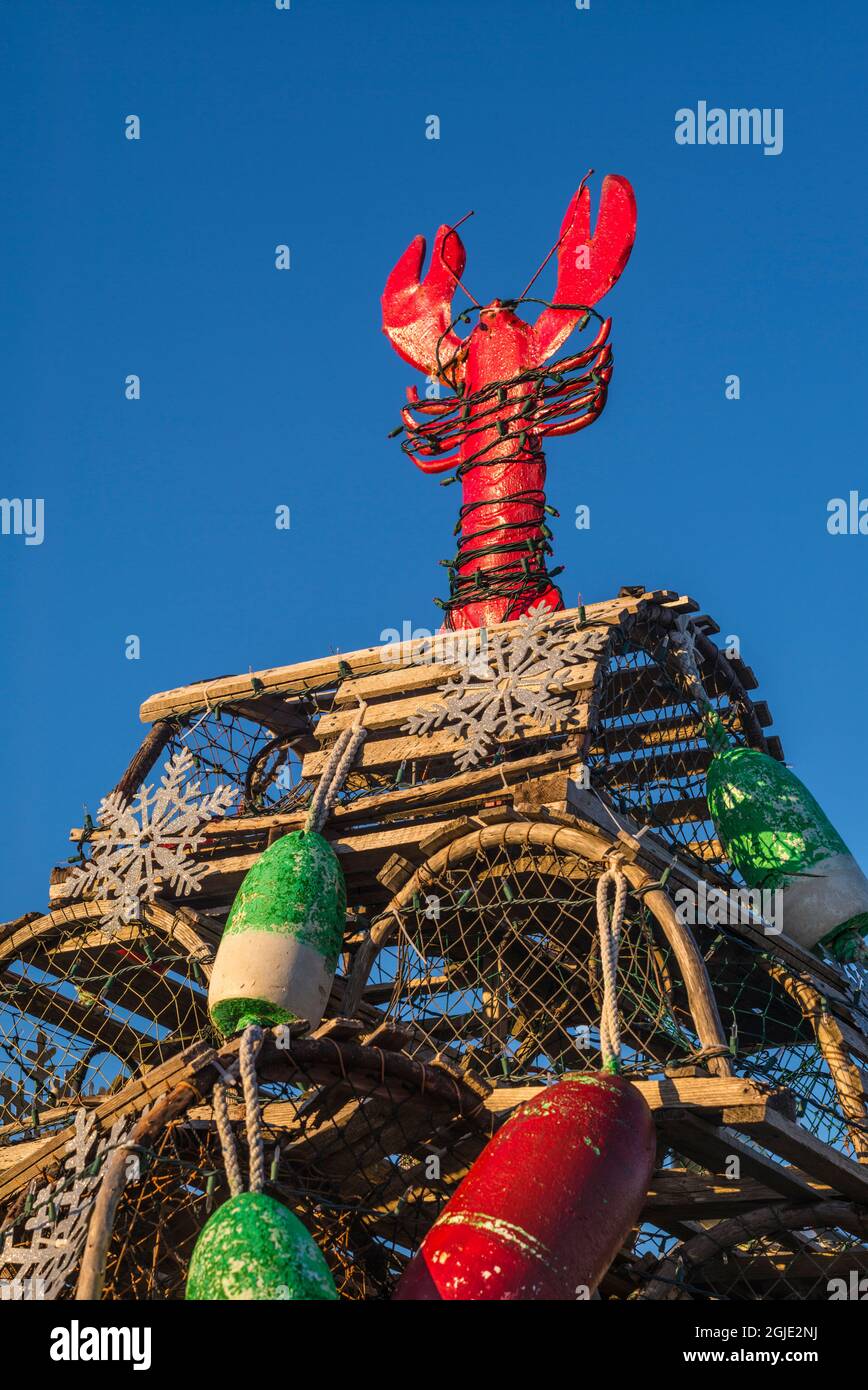 USA, Maine, York Beach. Lobster trap Christmas Tree Stock Photo - Alamy