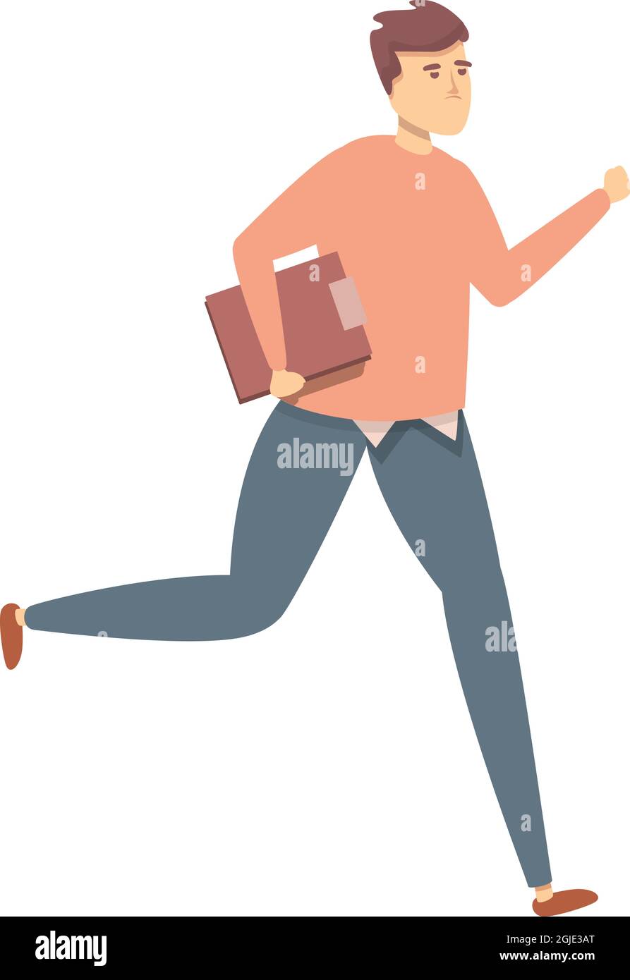 Running clerk icon cartoon vector. Late man. Hurry person Stock Vector ...