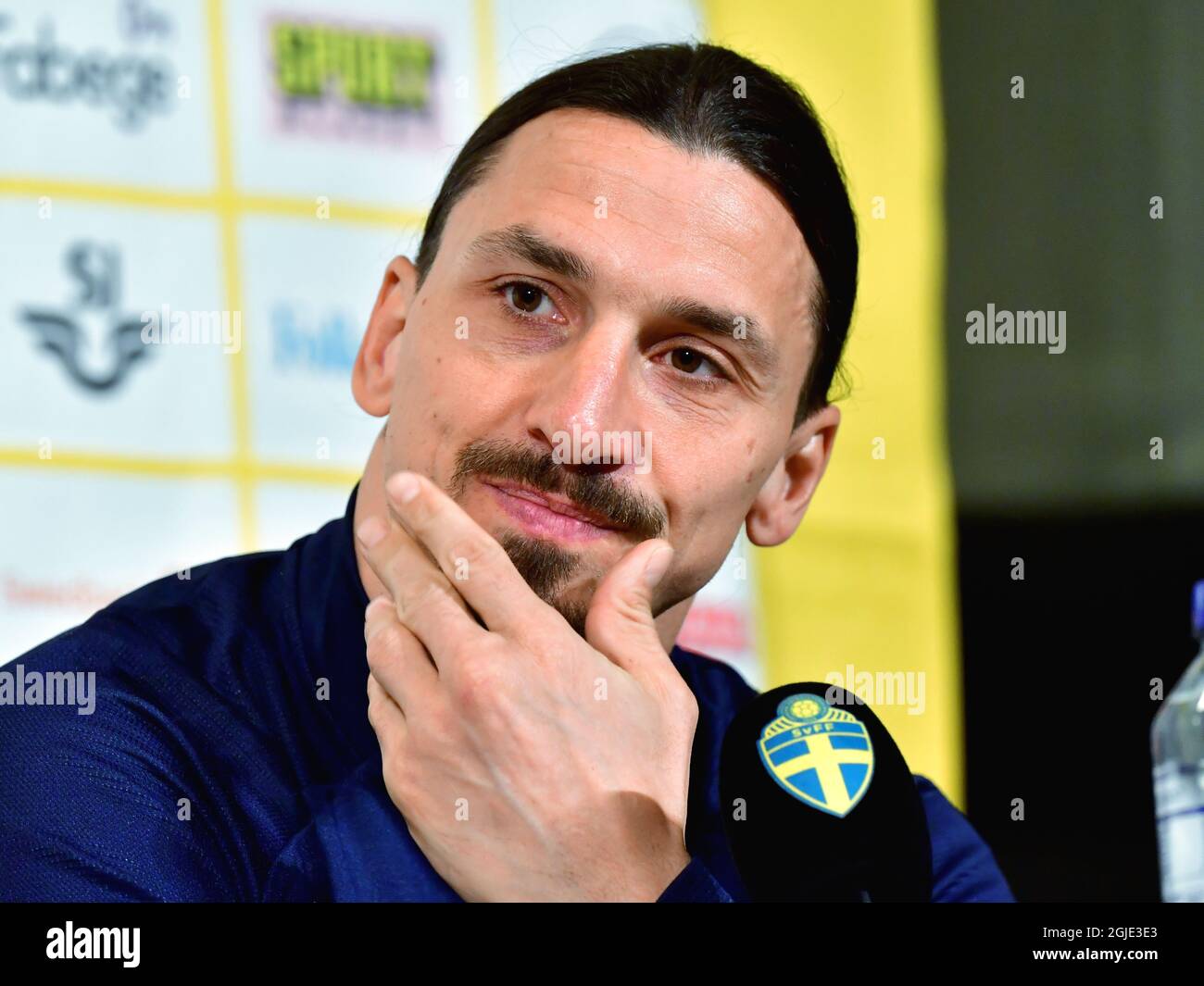 Zlatan Ibrahimovic during a press conference at Friends Arena in ...