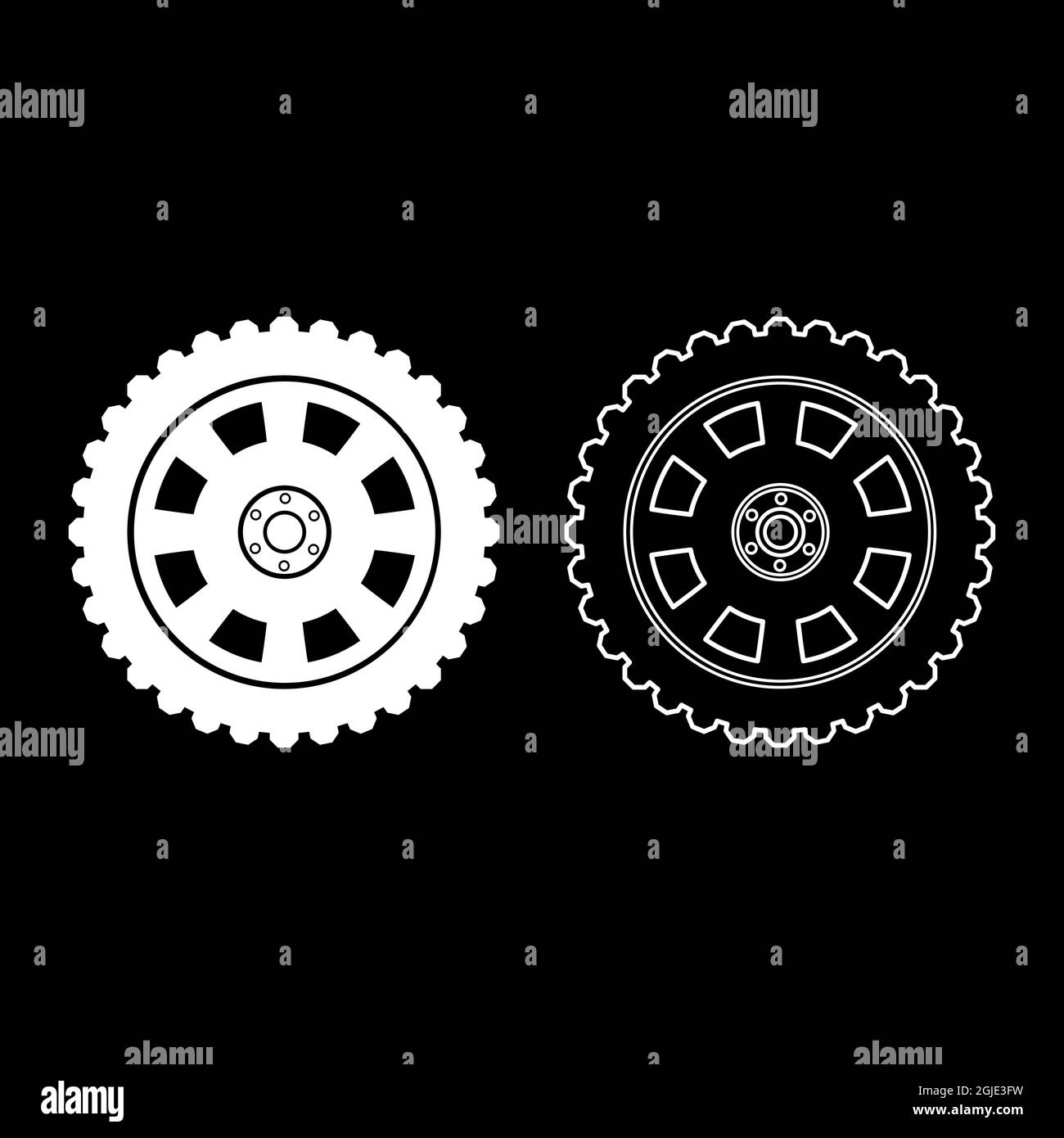 Car wheel Tire icon white color vector illustration flat style simple ...