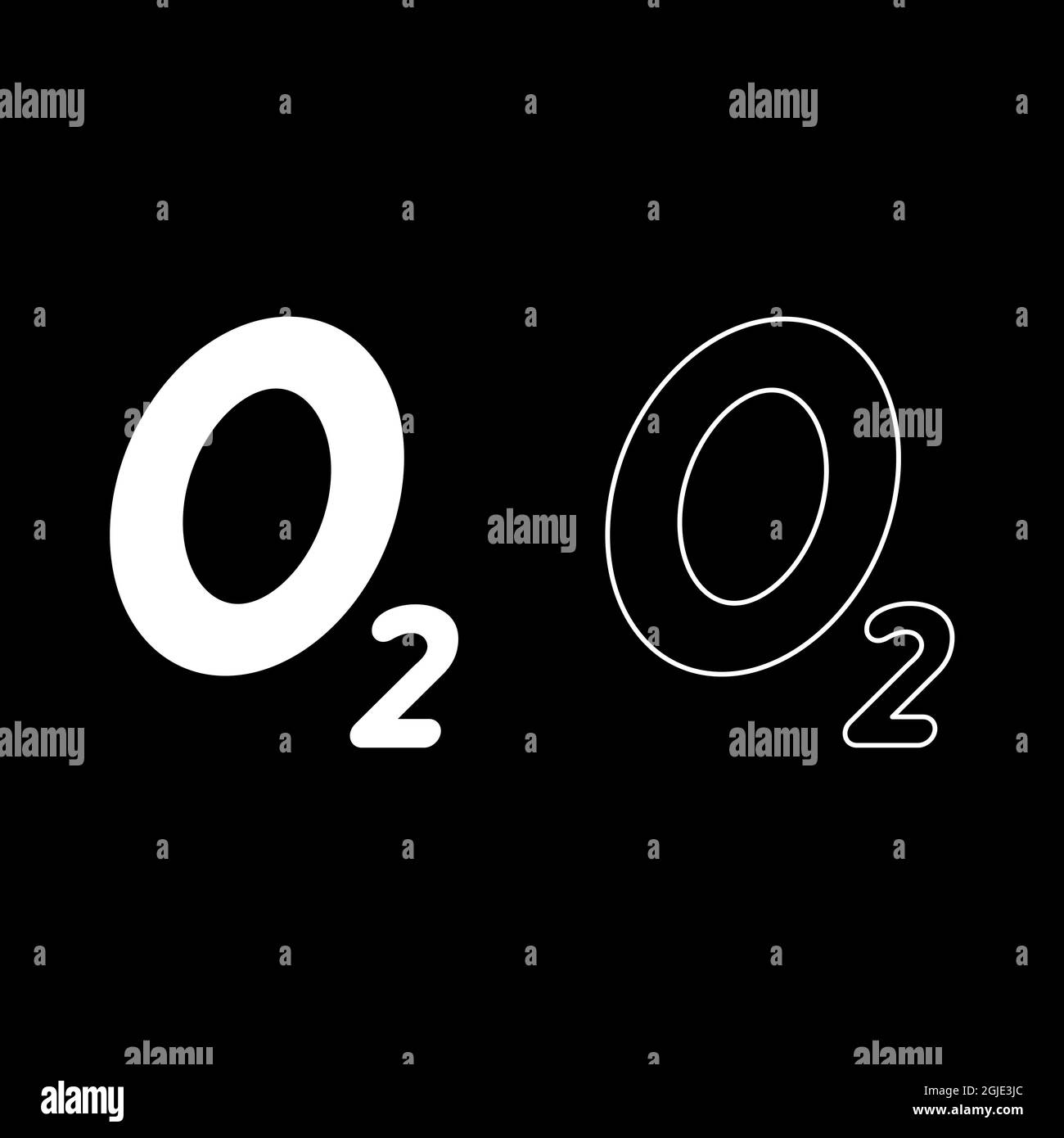 Oxygen chemical formula O2 Air icon white color vector illustration ...