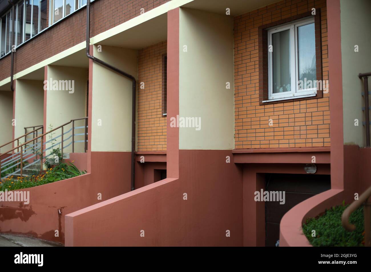 Residential building made of brick. Architecture of modern housing ...