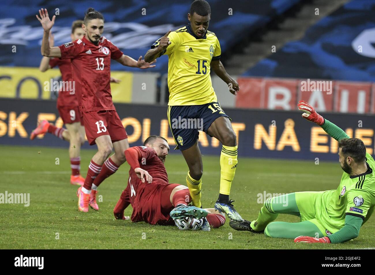 STOCKHOLM 20210325 Sweden's Alexander Isak in front of Georgia's ...