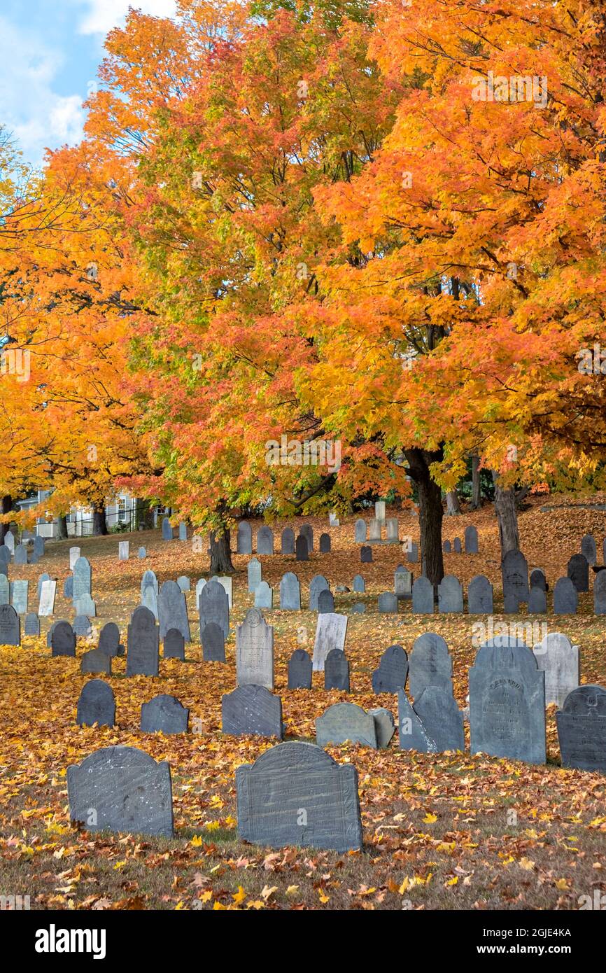 Colorful fall foliage, Laurel Hill Cemetery, Reading, Massachusetts ...