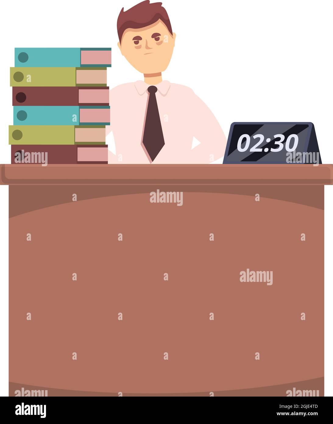 Working overtime icon cartoon vector. Office work. Exhausted woman ...