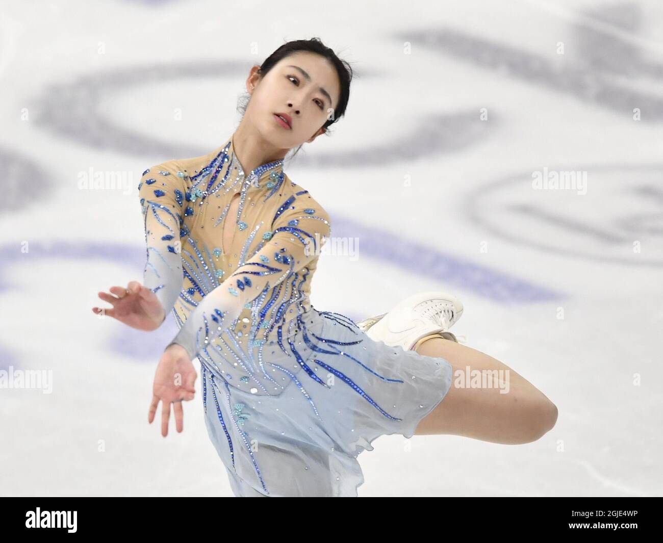STOCKHOLM 20210326 Hongyi Chen perform during the ladies free skating ...