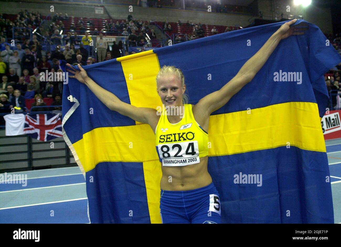 Sweden's Carolina Kluft celebrates after winning the Pentathlon Stock ...