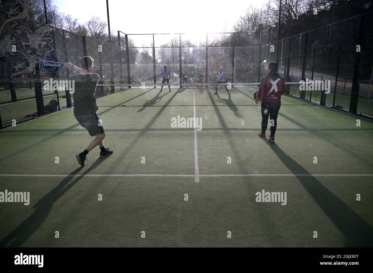 People playing padel on the outdoor courts at Vintervikshallen in ...