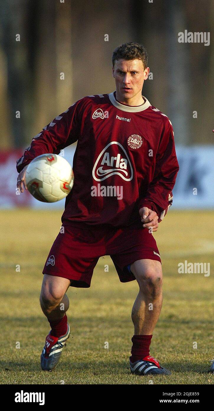 Denmark's Ebbe Sand in action during training Stock Photo - Alamy