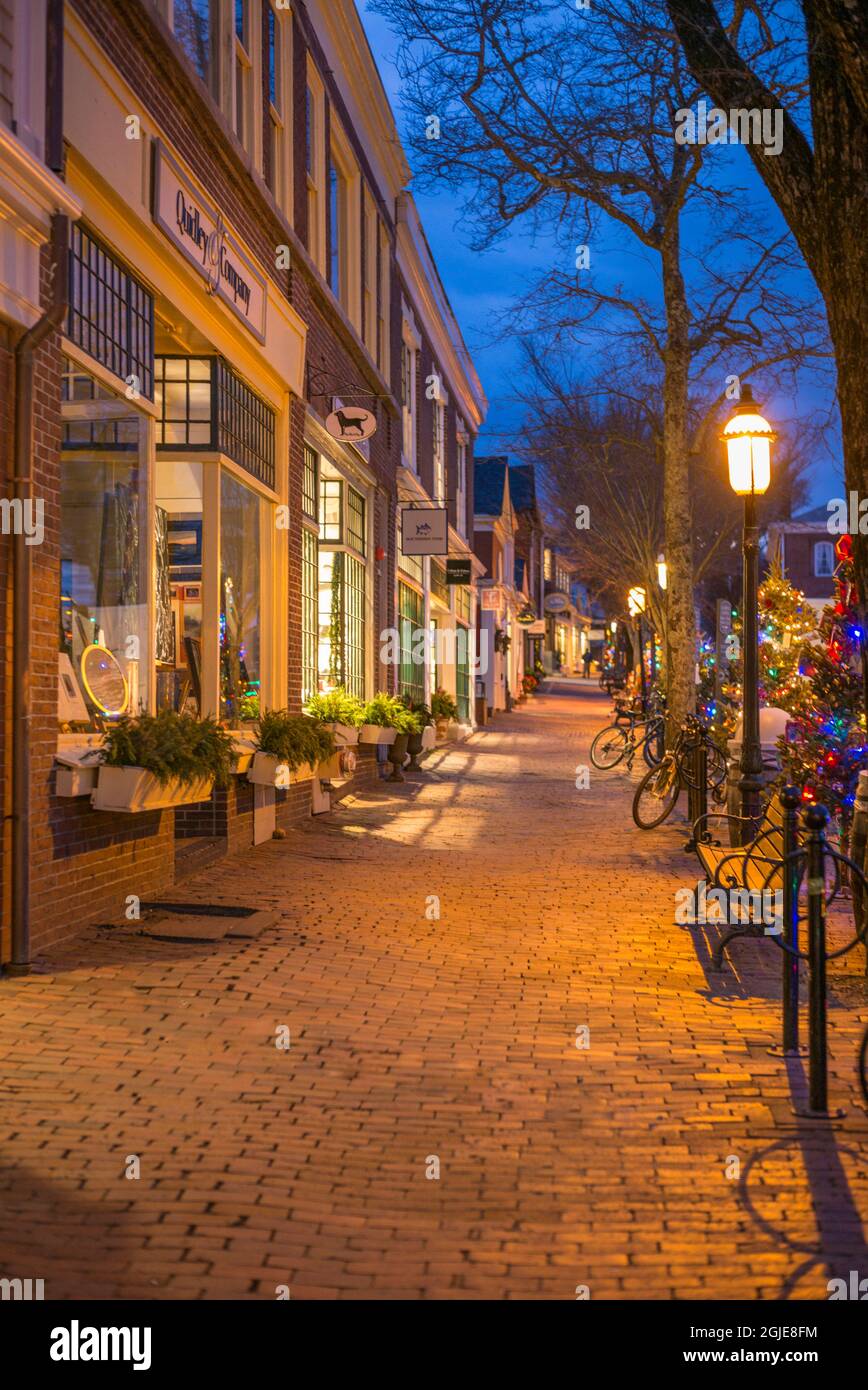 USA, Massachusetts, Nantucket Island. Christmas in Nantucket Town ...