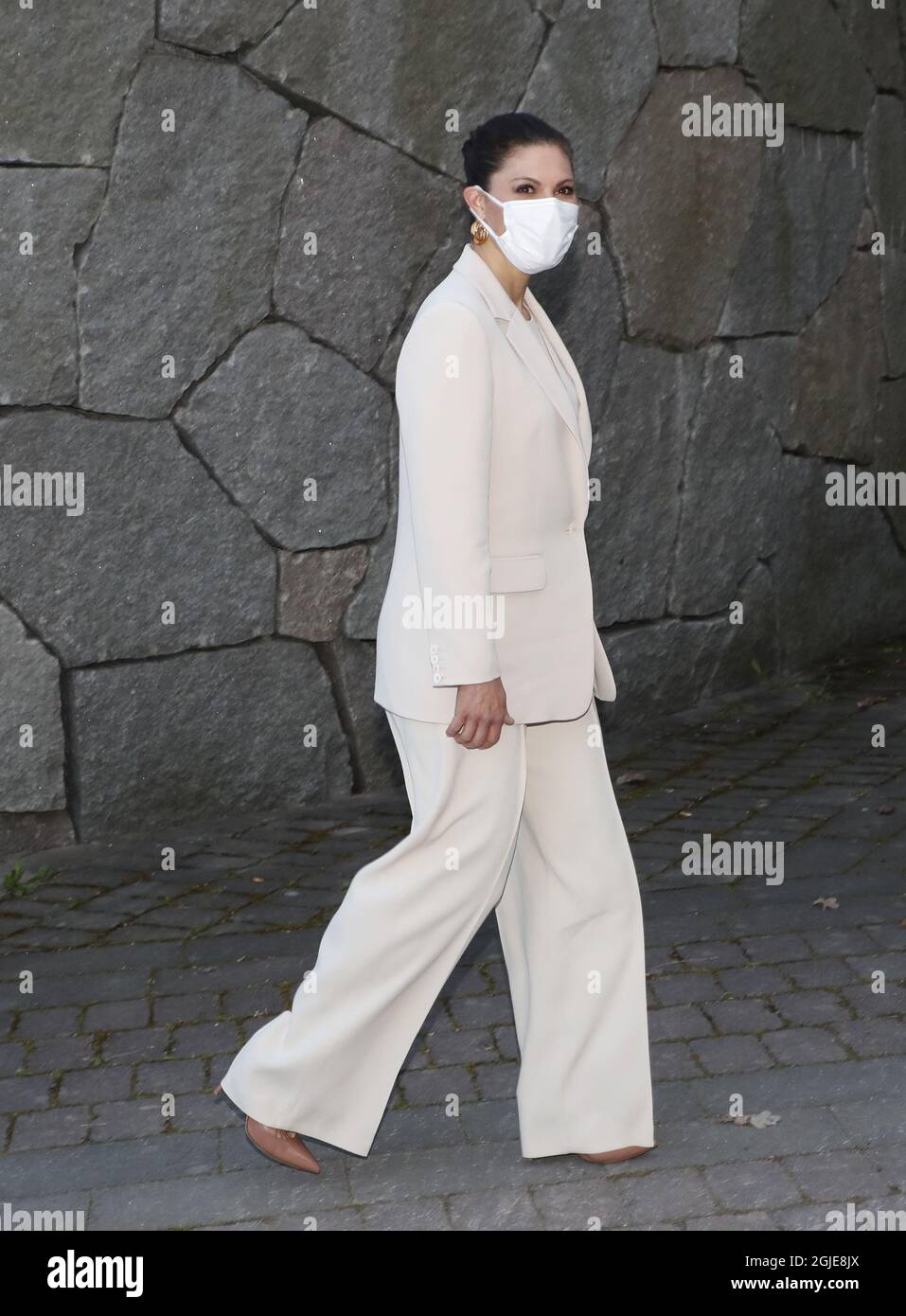 STOCKHOLM 2021-04-27 Crown Princess Victoria arrives to the Nobel Prize ...
