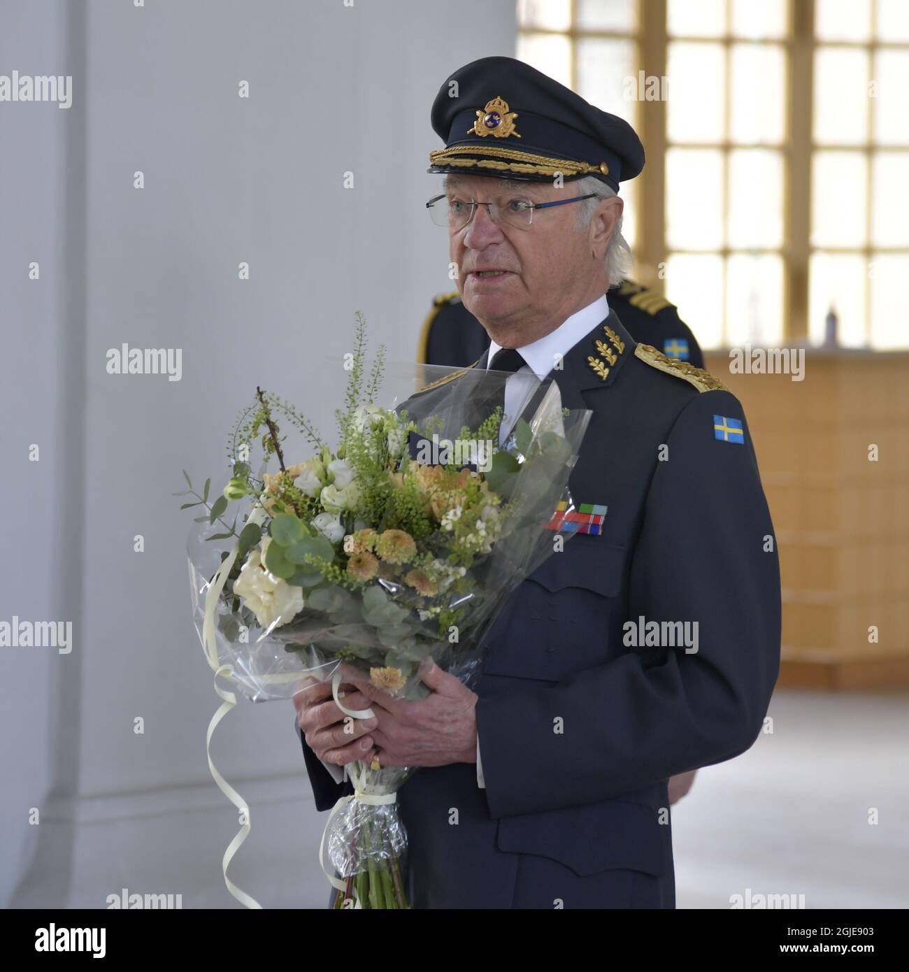 King Carl XVI Gustaf receives flowers on his 75th birthday at The Royal ...