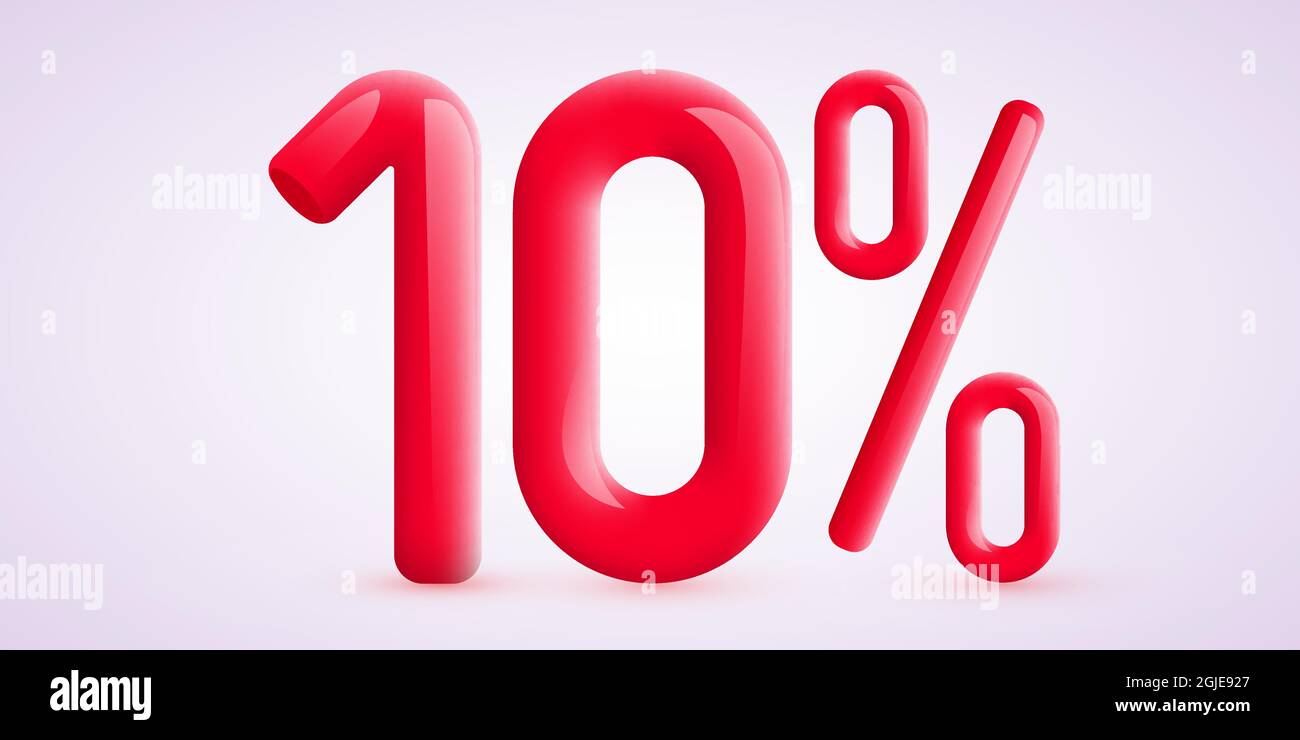 10 percent Off. Discount creative composition. 3d sale symbol with ...