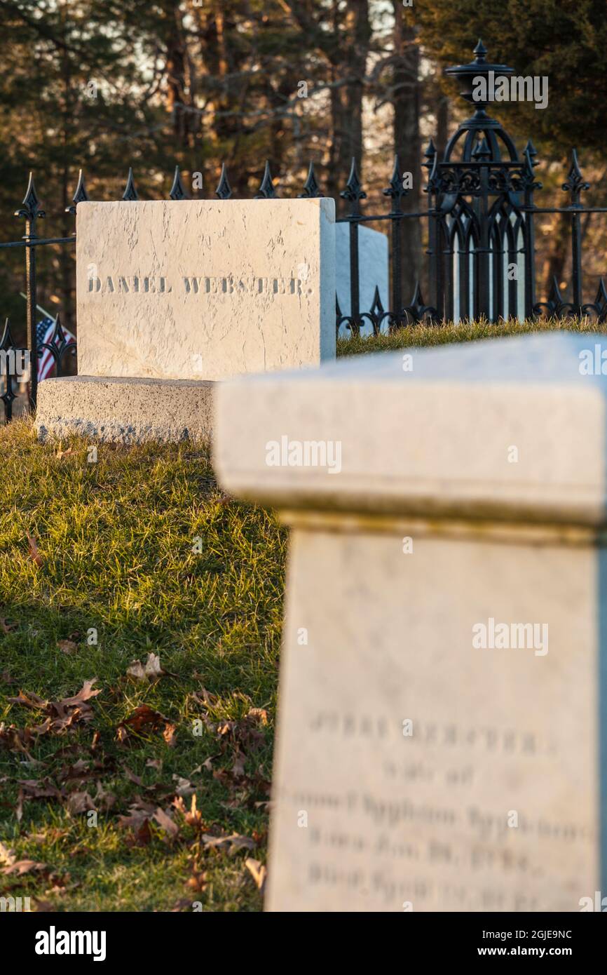 USA, Massachusetts, Marshfield, grave of US statesman Daniel Webster ...