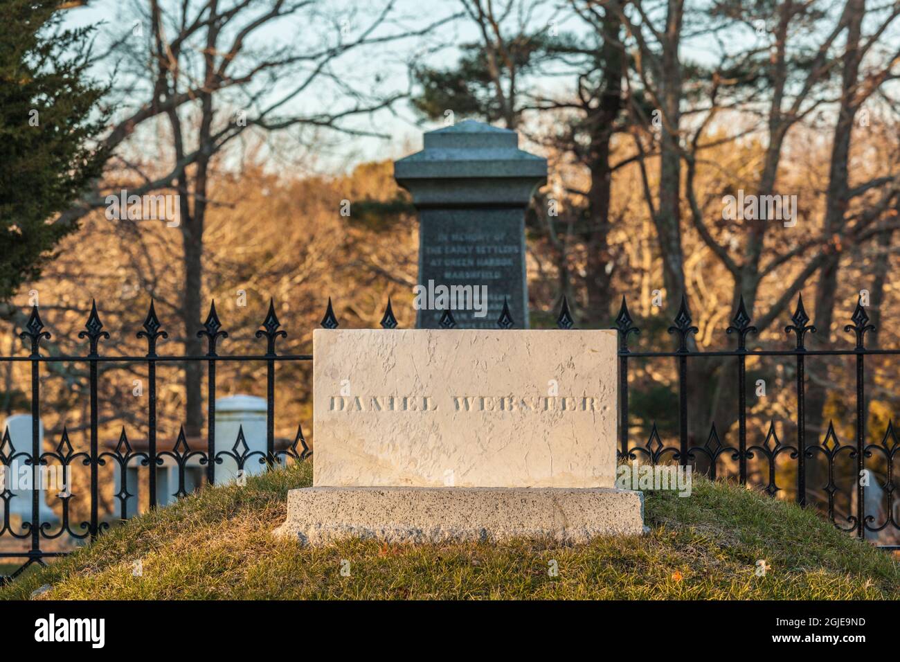 USA, Massachusetts, Marshfield, grave of US statesman Daniel Webster ...
