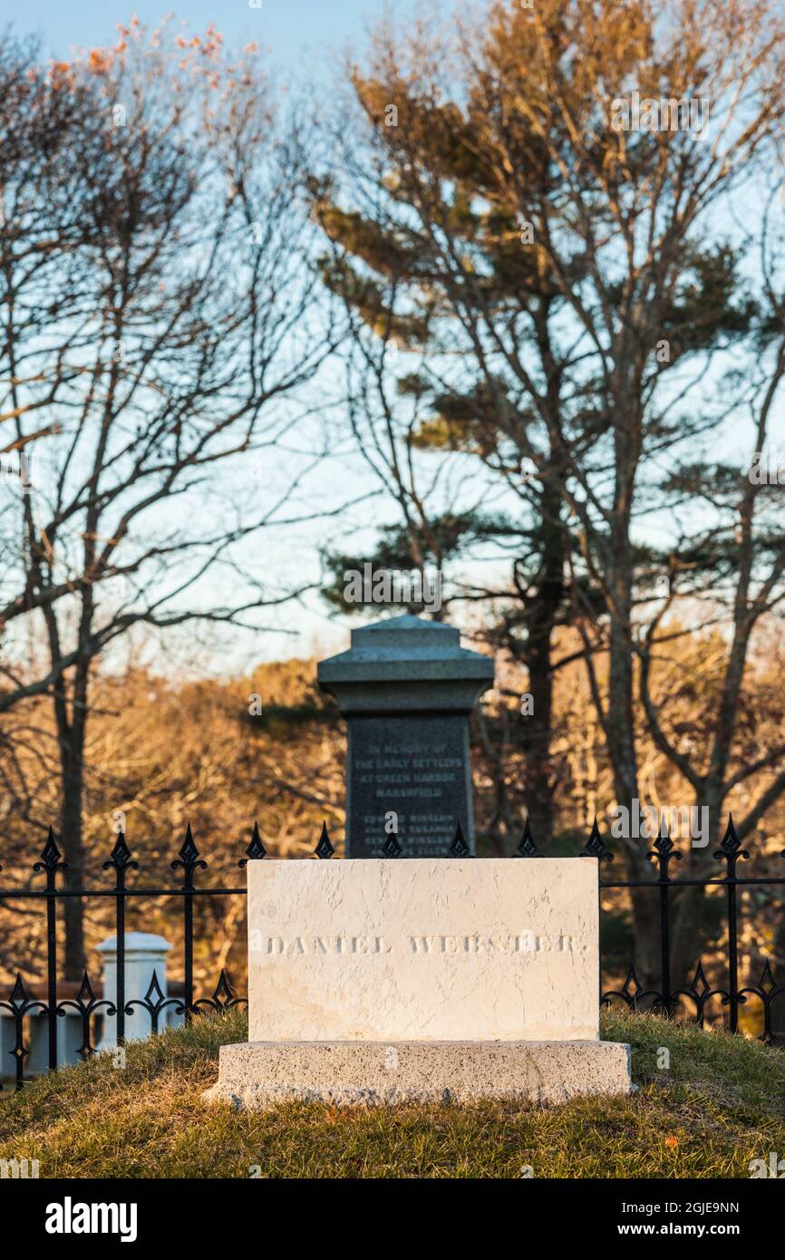 USA, Massachusetts, Marshfield, grave of US statesman Daniel Webster ...