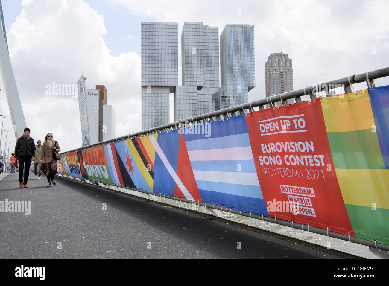 ROTTERDAM 20210516 Advertising for the Eurovision Song Contest in ...