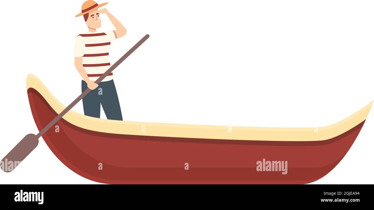 Travel gondola icon cartoon vector. Venice gondolier. Italian boat ...
