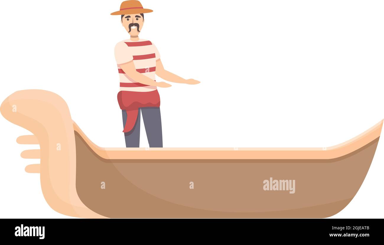 Venezia gondolier icon cartoon vector. Venice gondola. Italian boat ...