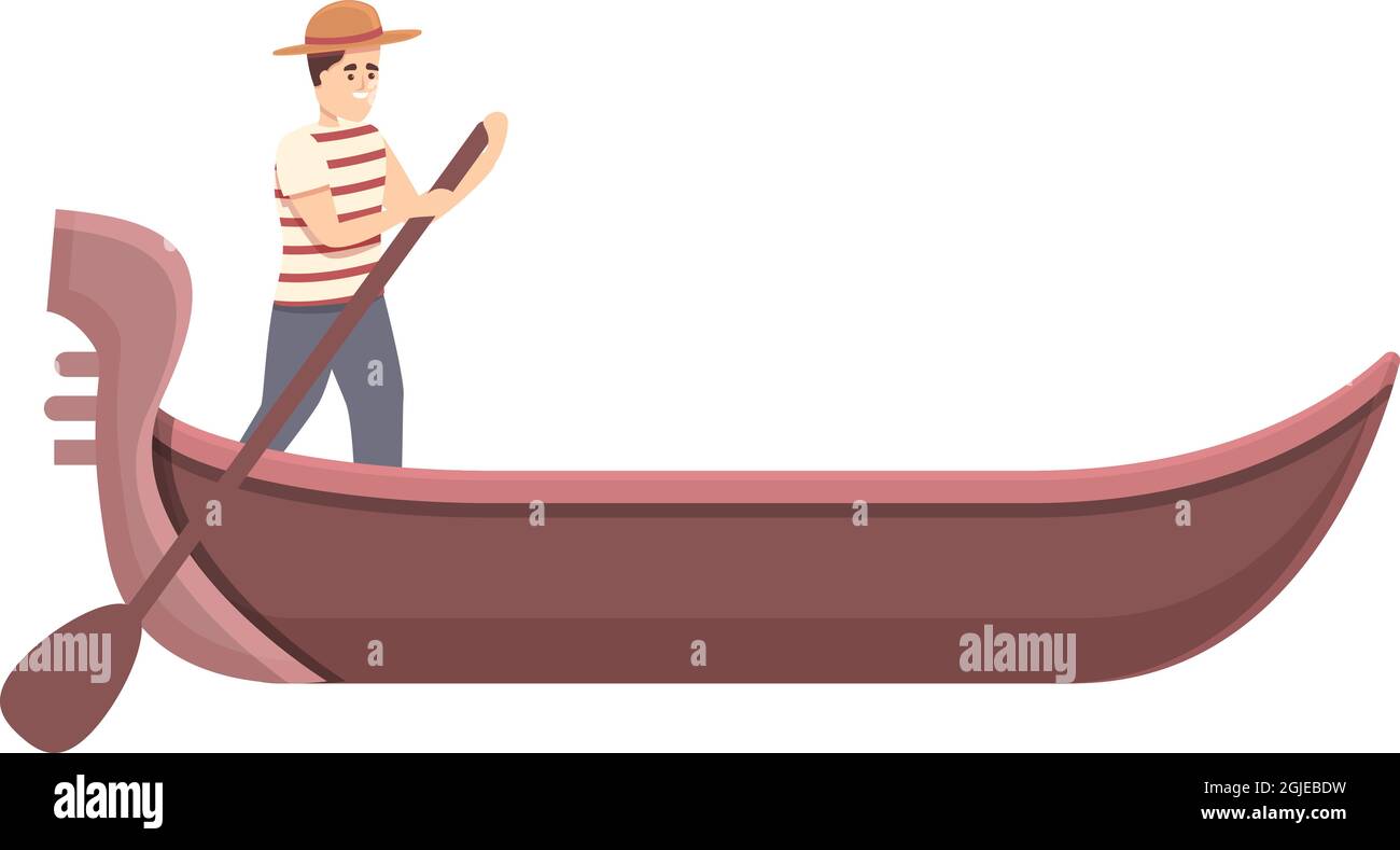 Rialto gondolier icon cartoon vector. Venice gondola. Italian boat ...