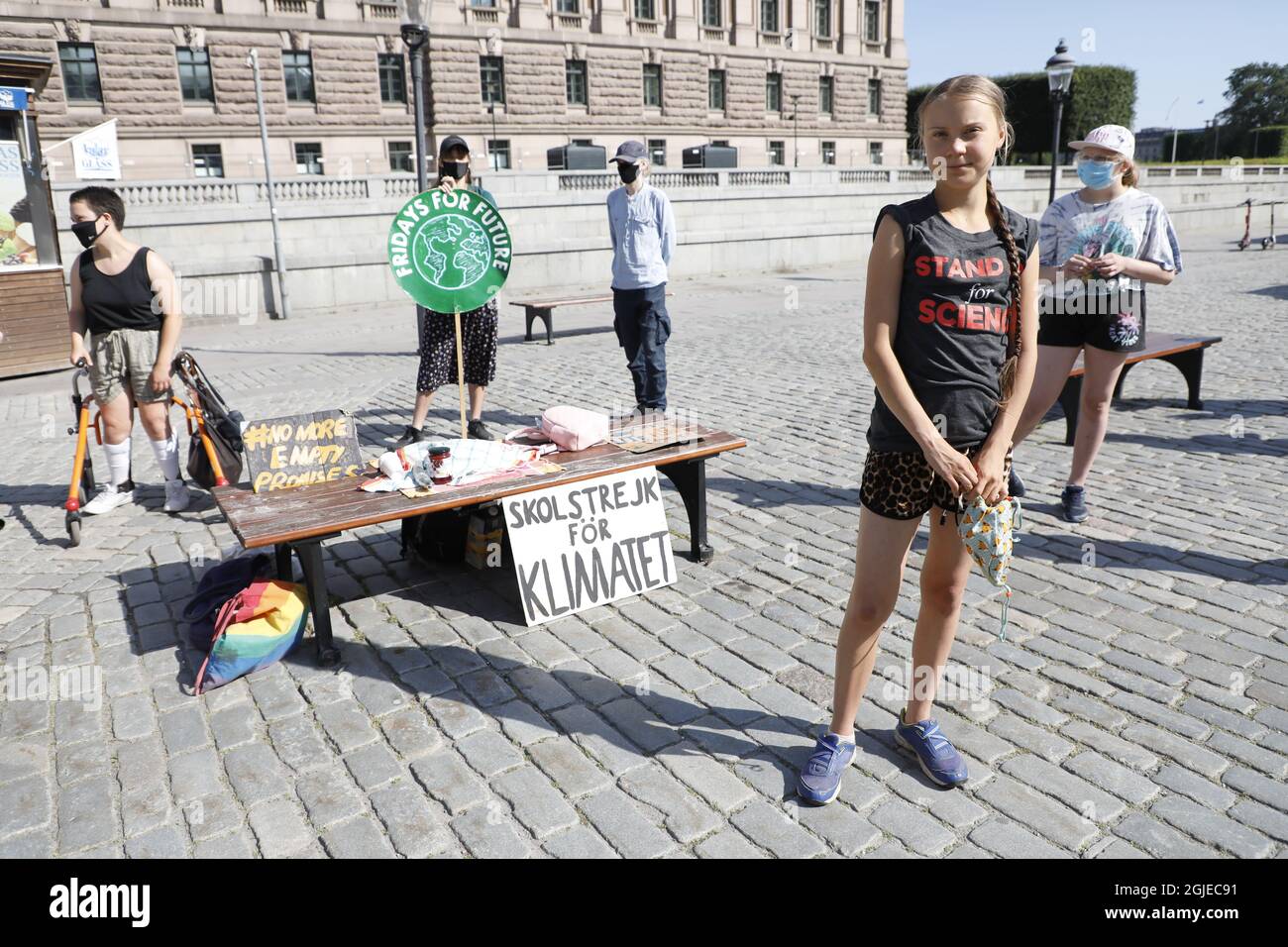 Swedish climate activist Greta Thunberg and other climate protesters ...