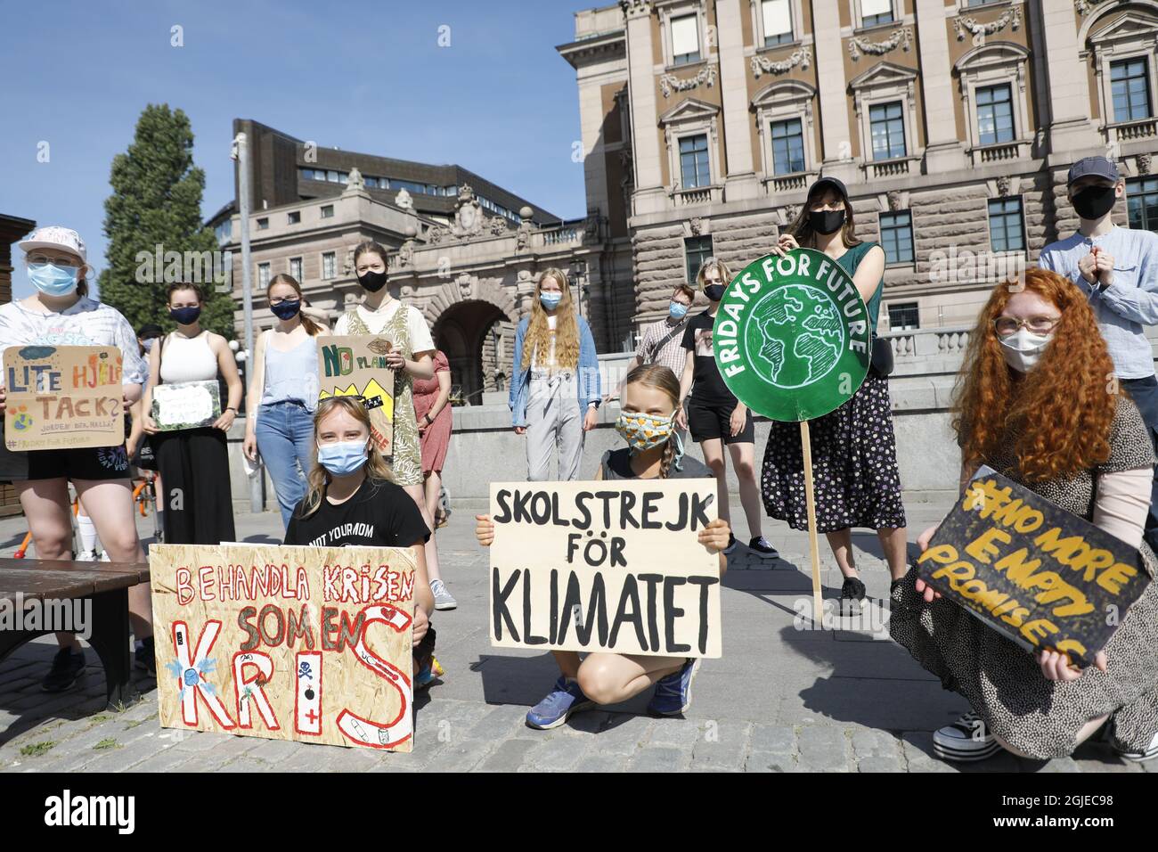 Swedish climate activist Greta Thunberg and other climate protesters ...