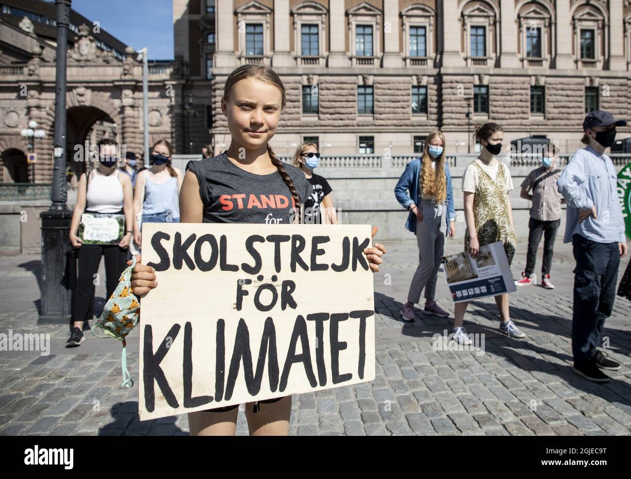 Swedish climate activist Greta Thunberg and other protesters from ...