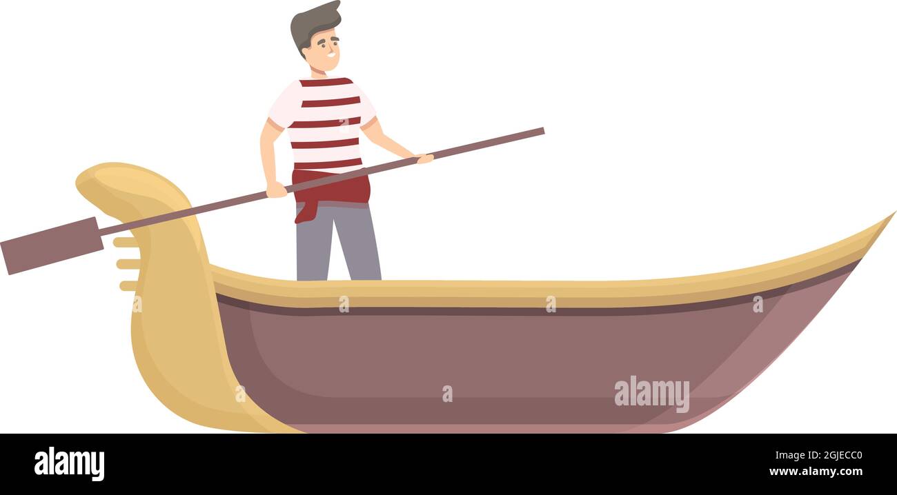 Gondolier man icon cartoon vector. Venice gondola. Italian boat Stock ...