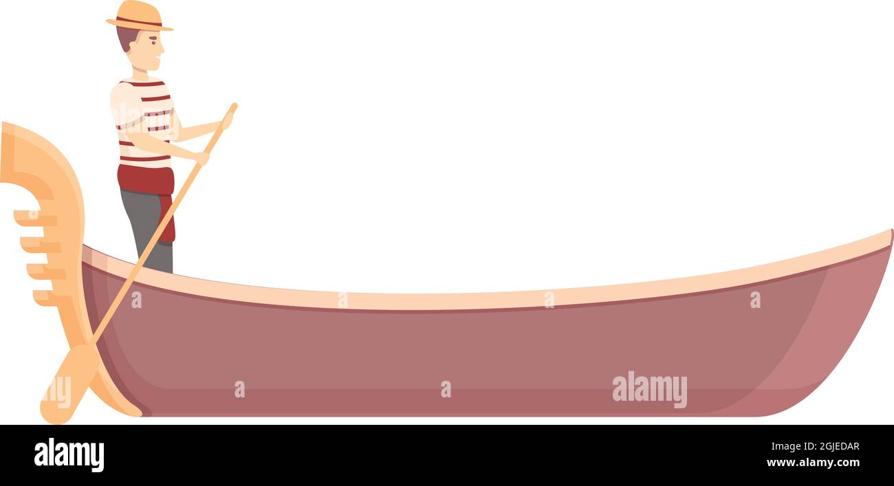 Young gondolier icon cartoon vector. Venice gondola. Italian boat Stock ...