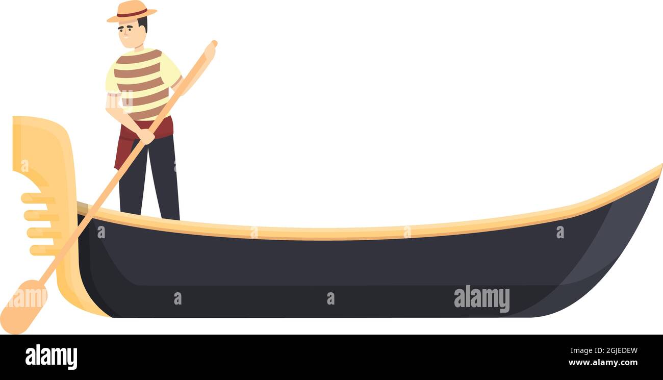 River gondolier icon cartoon vector. Venice gondola. Italian boat Stock ...