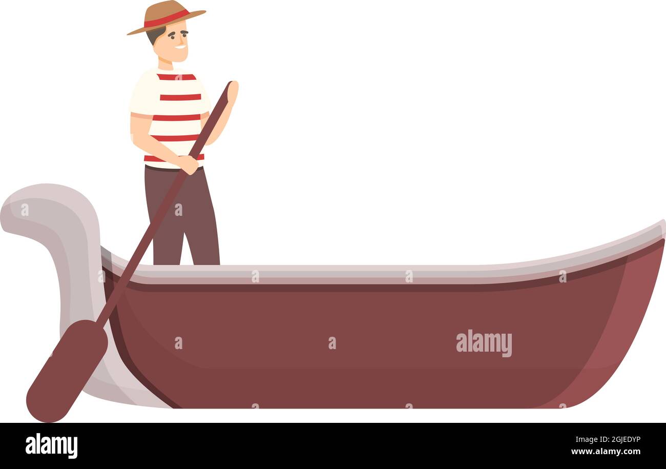 Venice gondolier icon cartoon vector. Gondola boat. Italian travel ...