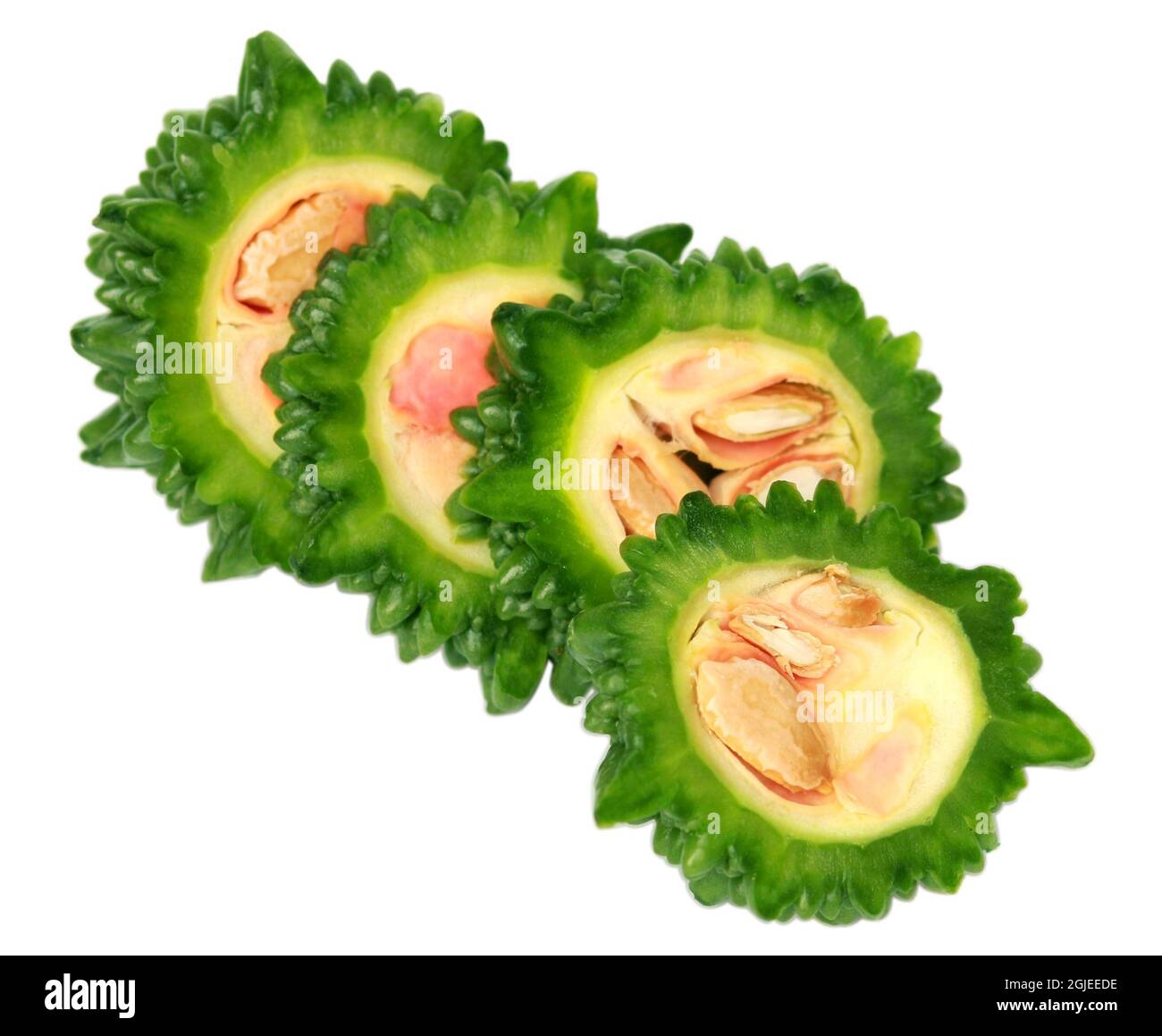 Fresh bitter gourd slice isolated on white background Stock Photo - Alamy