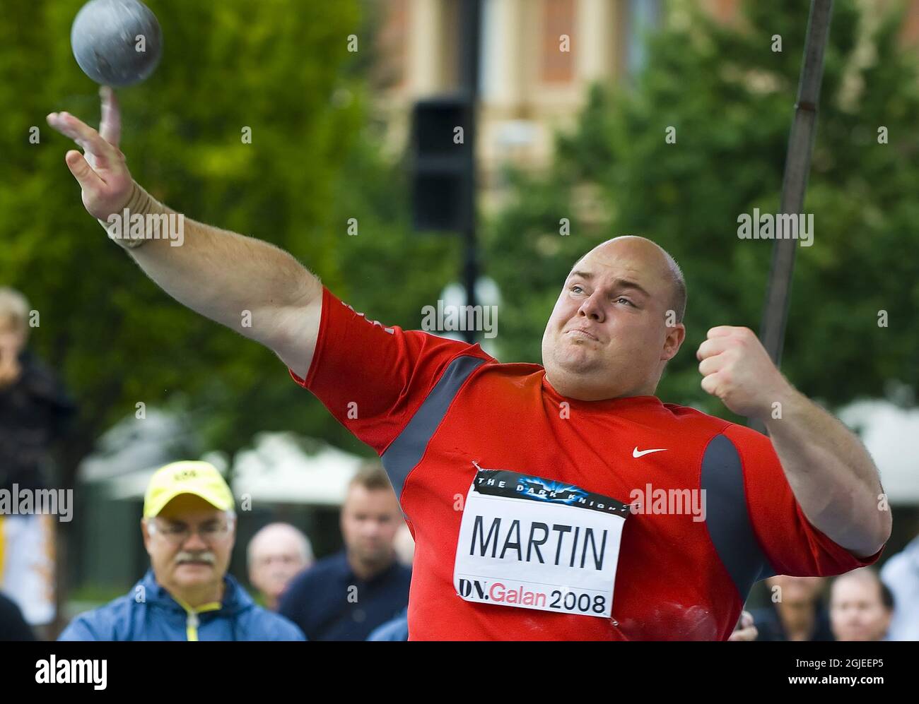 Scott Martin of Australia competes in the men's shot put at the DN ...