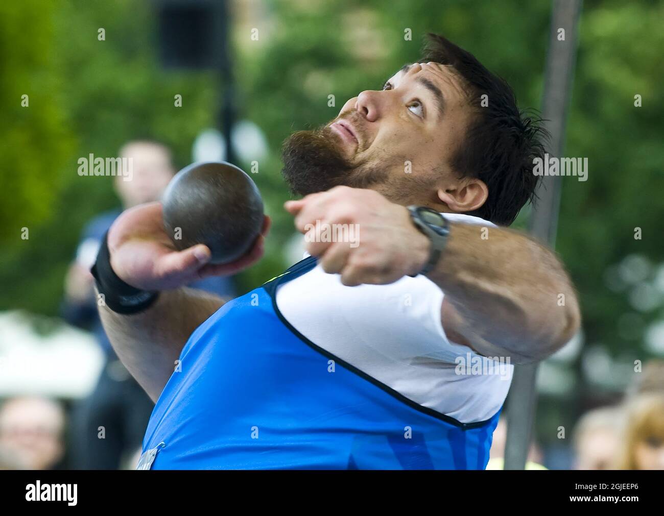 Daniel Taylor of the U.S. competes in the men's shot put at the DN ...