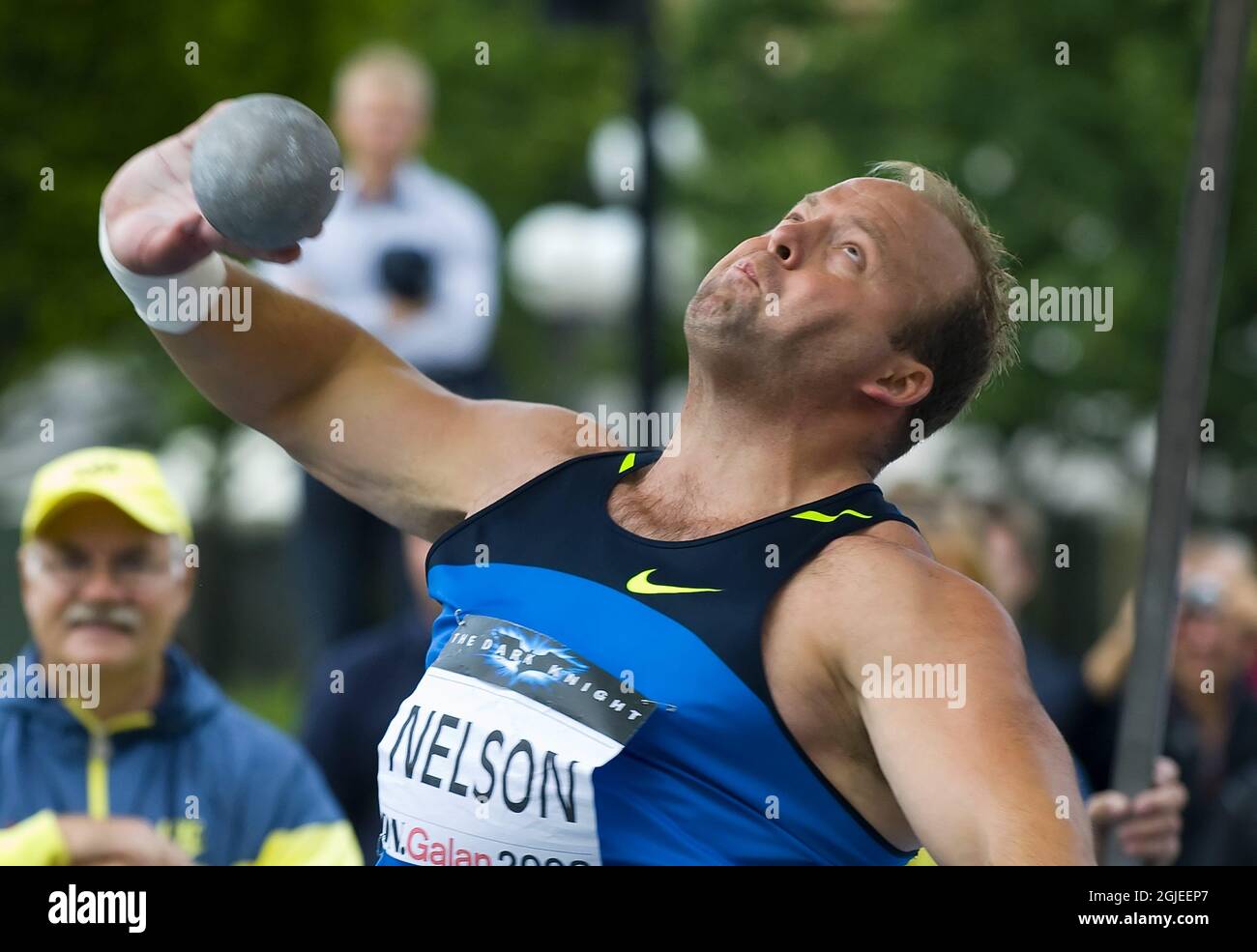 Adam Nelson of the U.S. competes in the men's shot put at the DN Galan ...