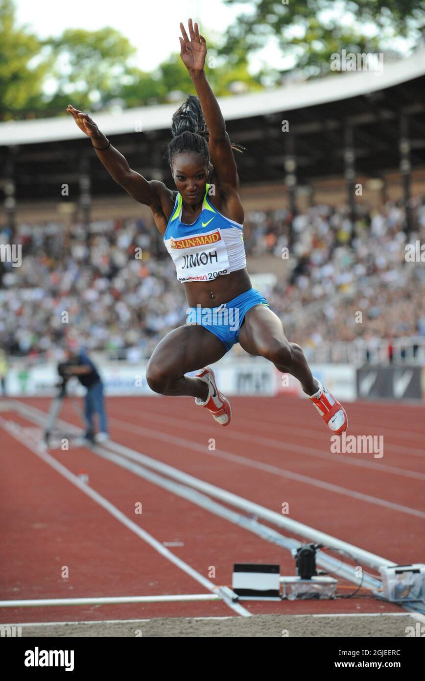 Funmi Jimoh of USA during the women's long jump at the DN Galan ...