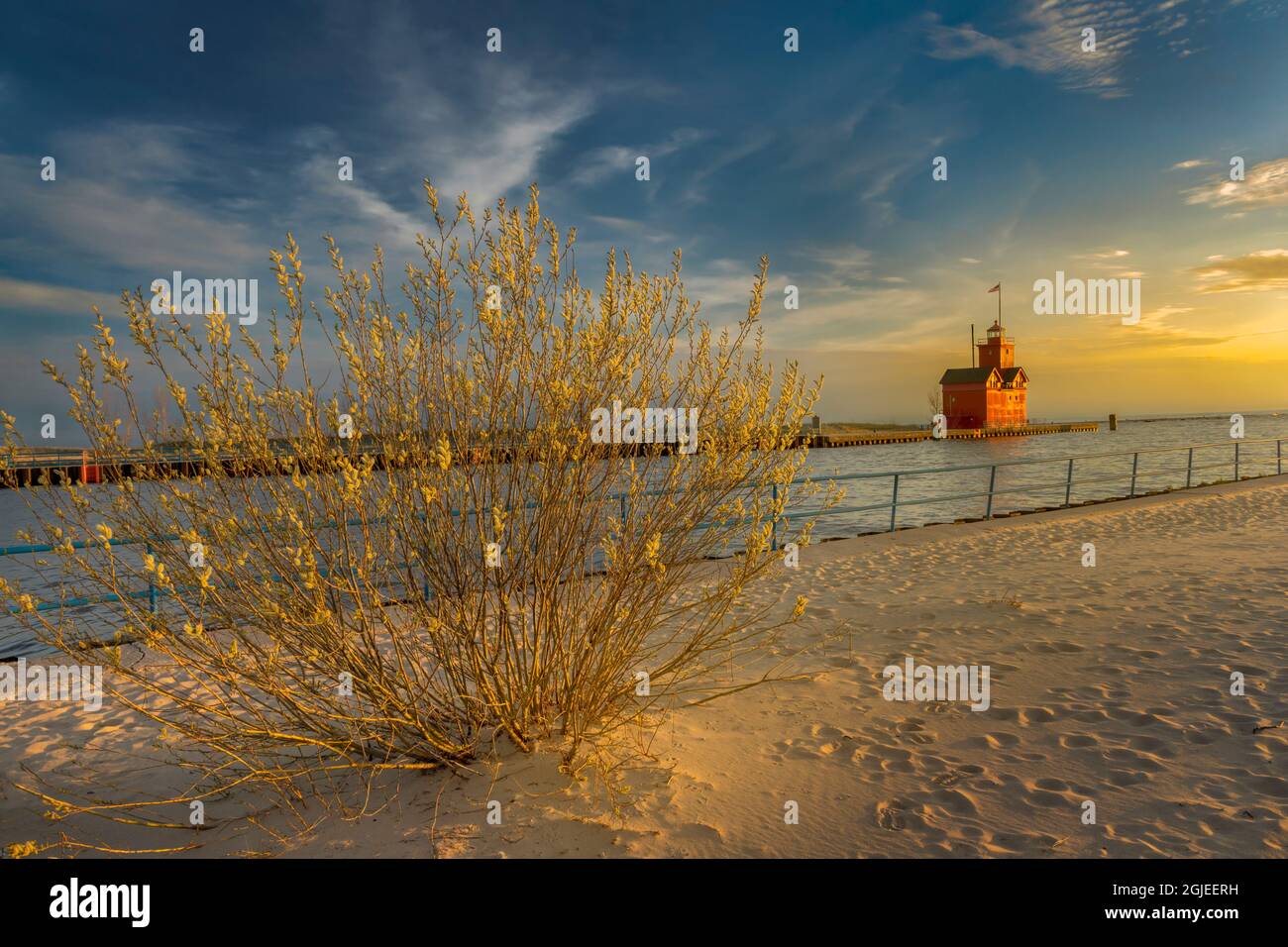 Big Red Lighthouse at sunset, Holland, Michigan Stock Photo - Alamy