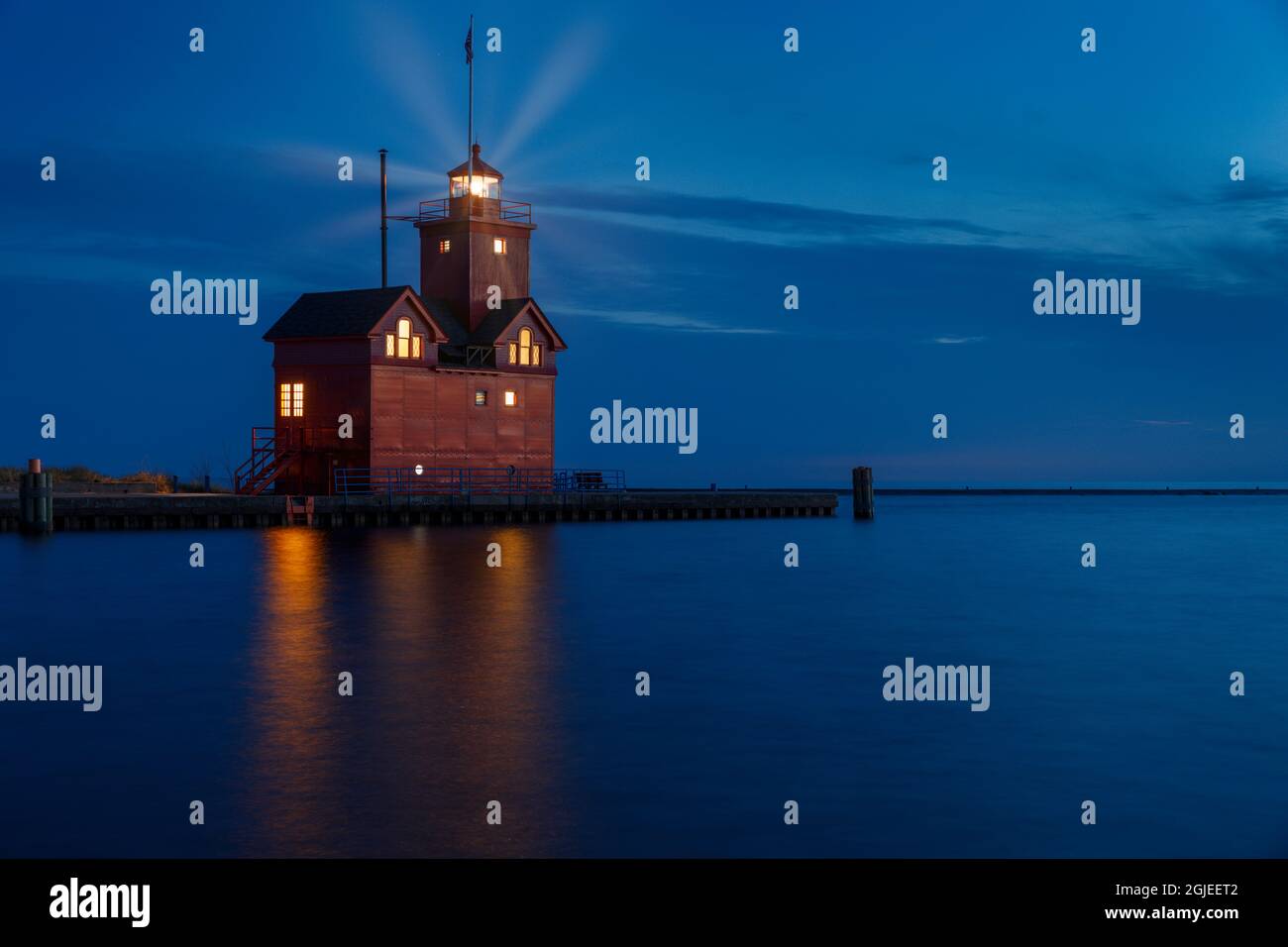 Big Red Lighthouse at dusk, Holland, Michigan Stock Photo - Alamy