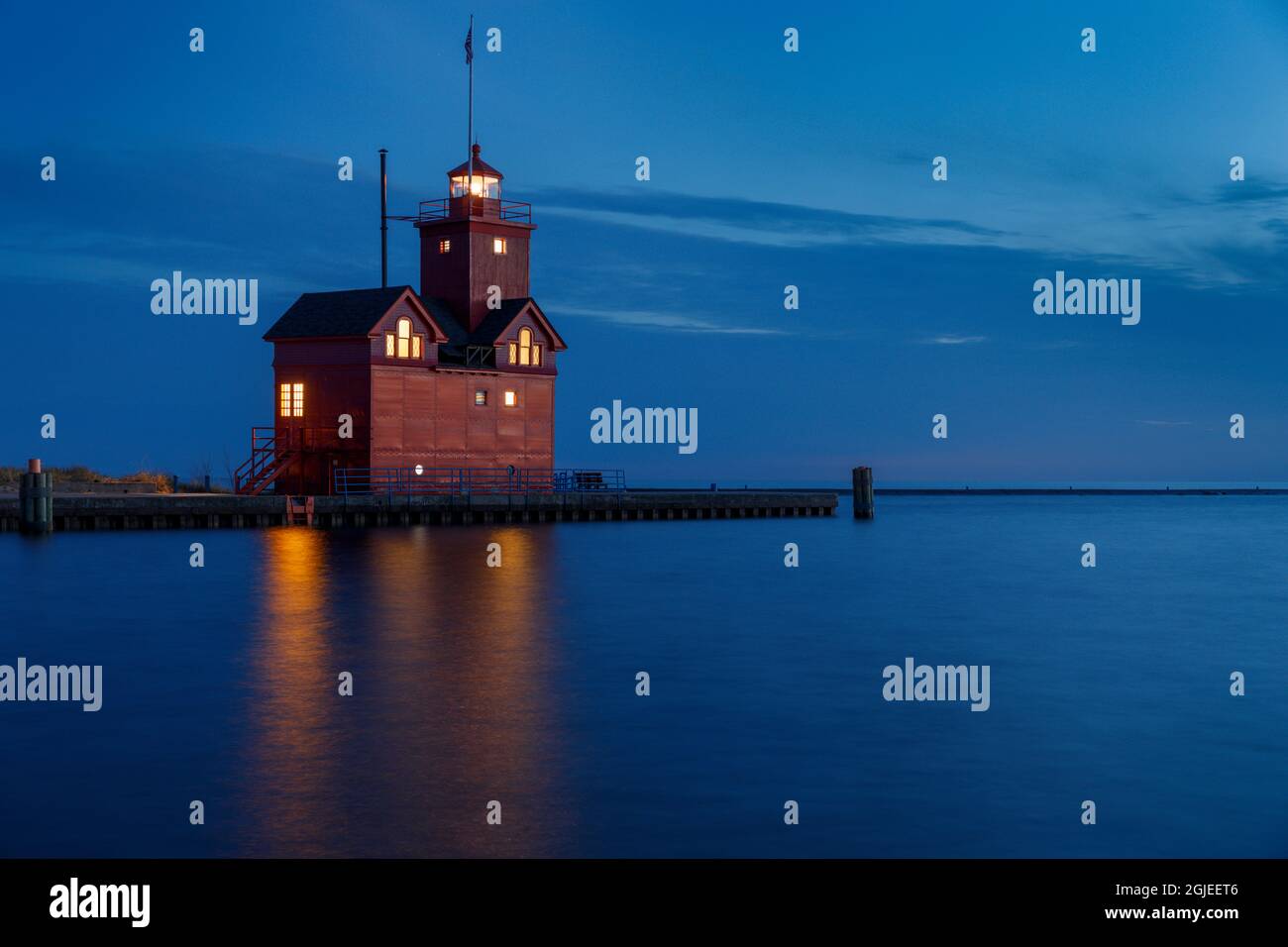 Big Red Lighthouse at dusk, Holland, Michigan Stock Photo - Alamy